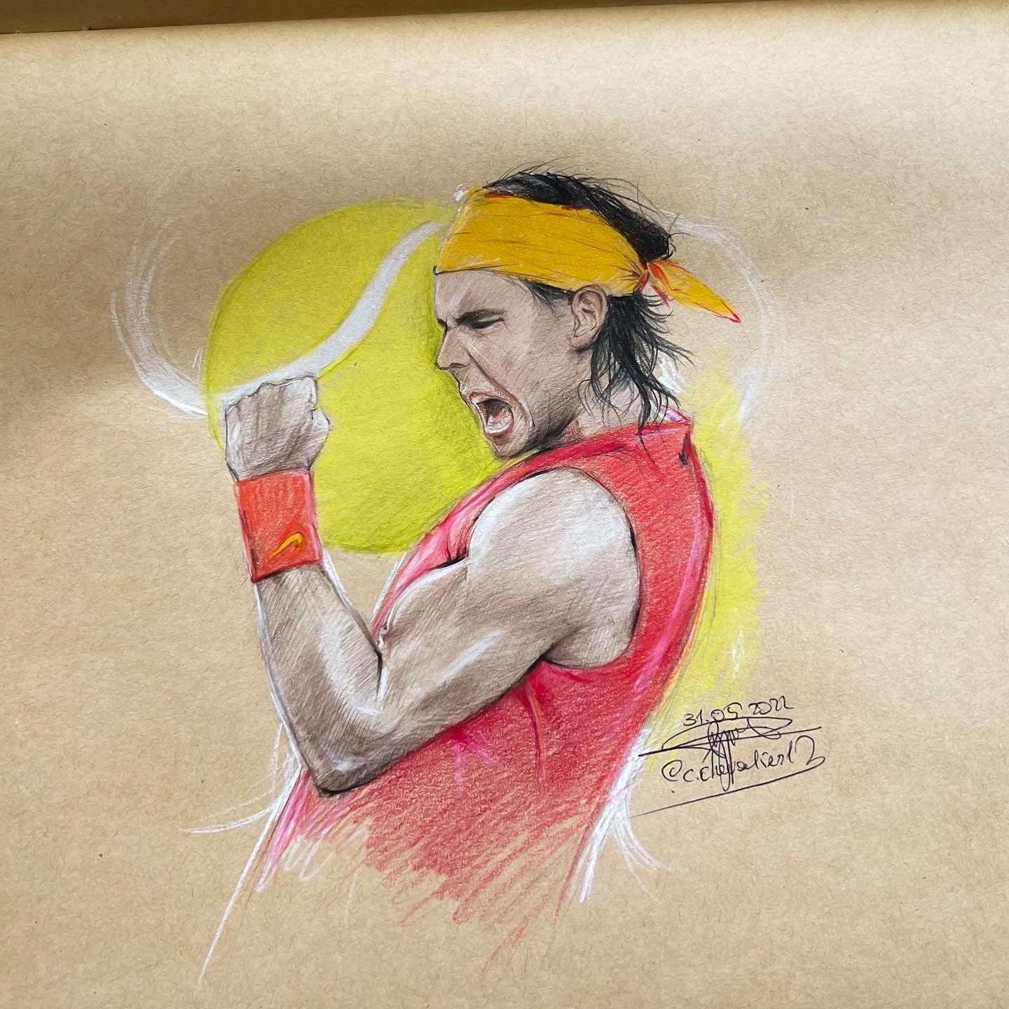 Rafael Nadal Dessin ORIGINAL Papier Kraft A4 - Etsy