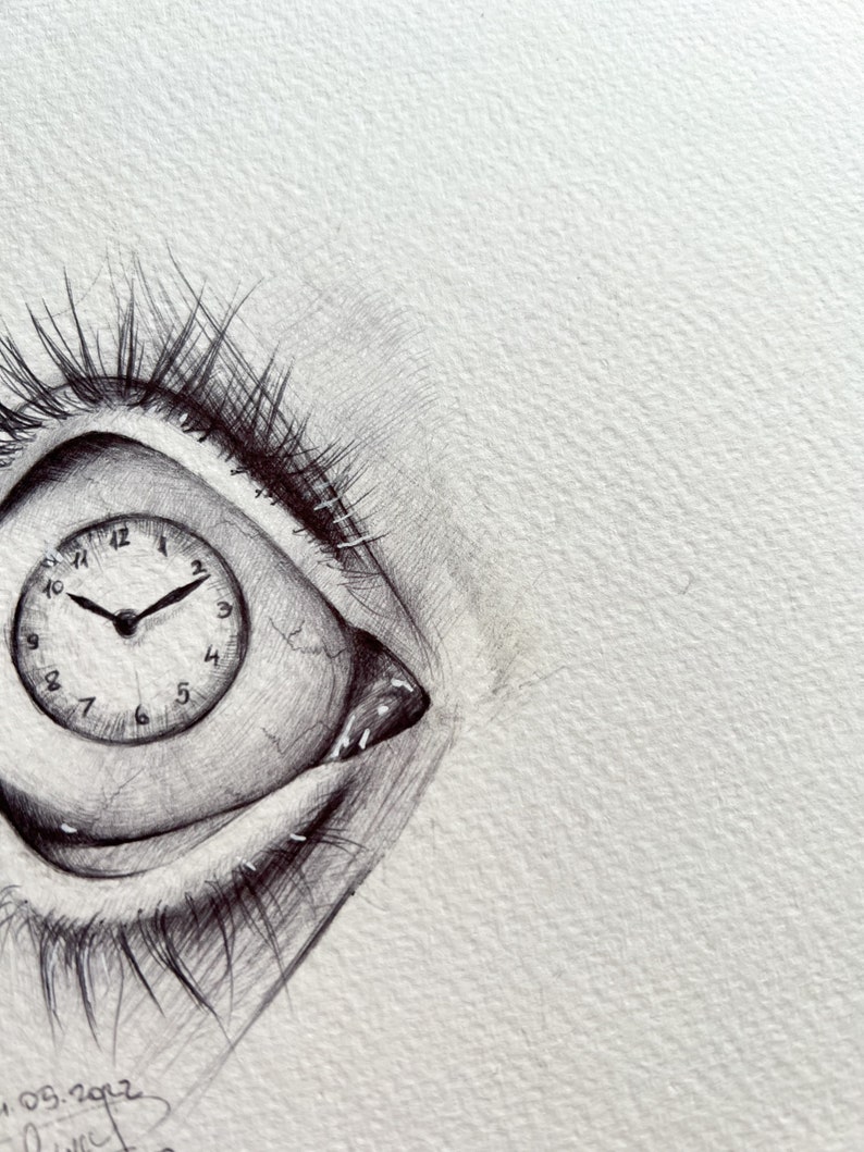 Time Eye ORIGINAL Drawing Abstract Eye Drawing - Etsy