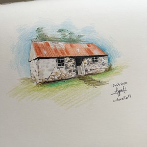 The Old Cottage - ORIGINAL Drawing - Sketch of House - Pencil Art of ...