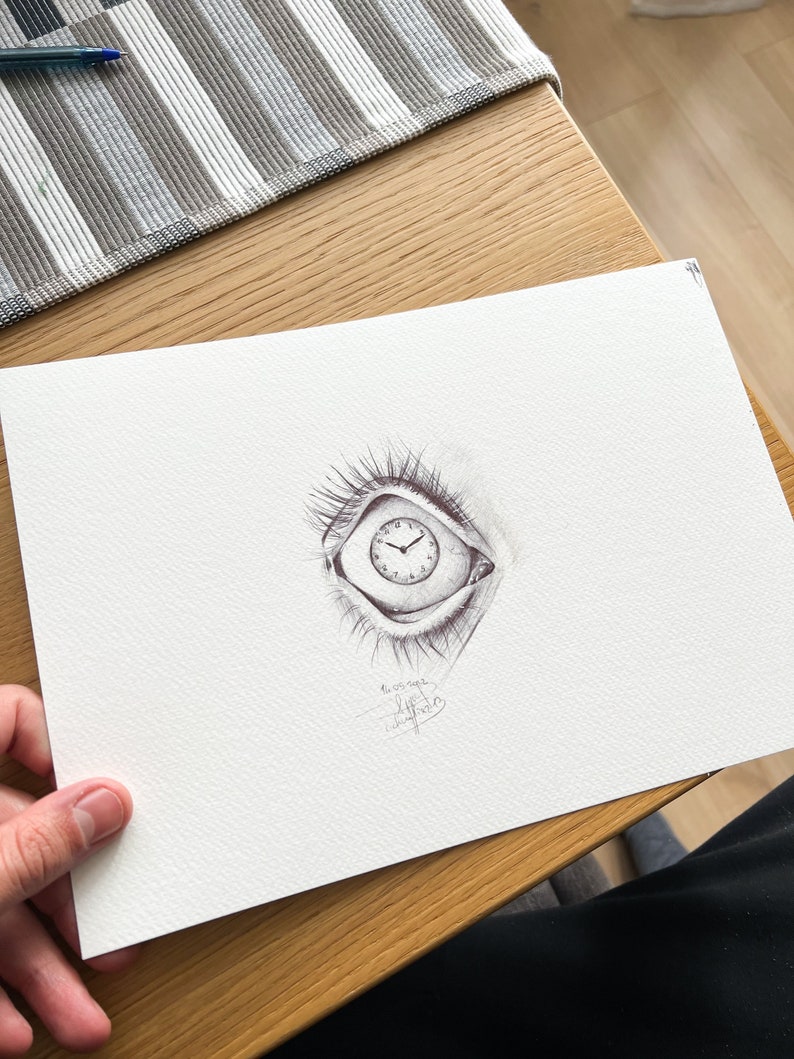 Time Eye ORIGINAL Drawing Abstract Eye Drawing - Etsy