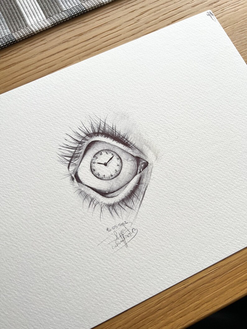 Time Eye ORIGINAL Drawing Abstract Eye Drawing - Etsy