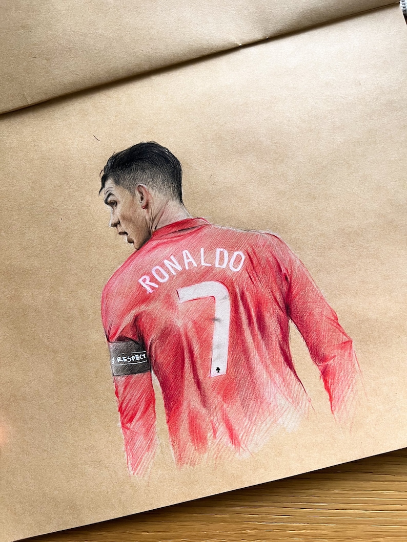 Cristiano Ronaldo Dessin ORIGINAL Dessin Au Crayon Croquis De Football ...