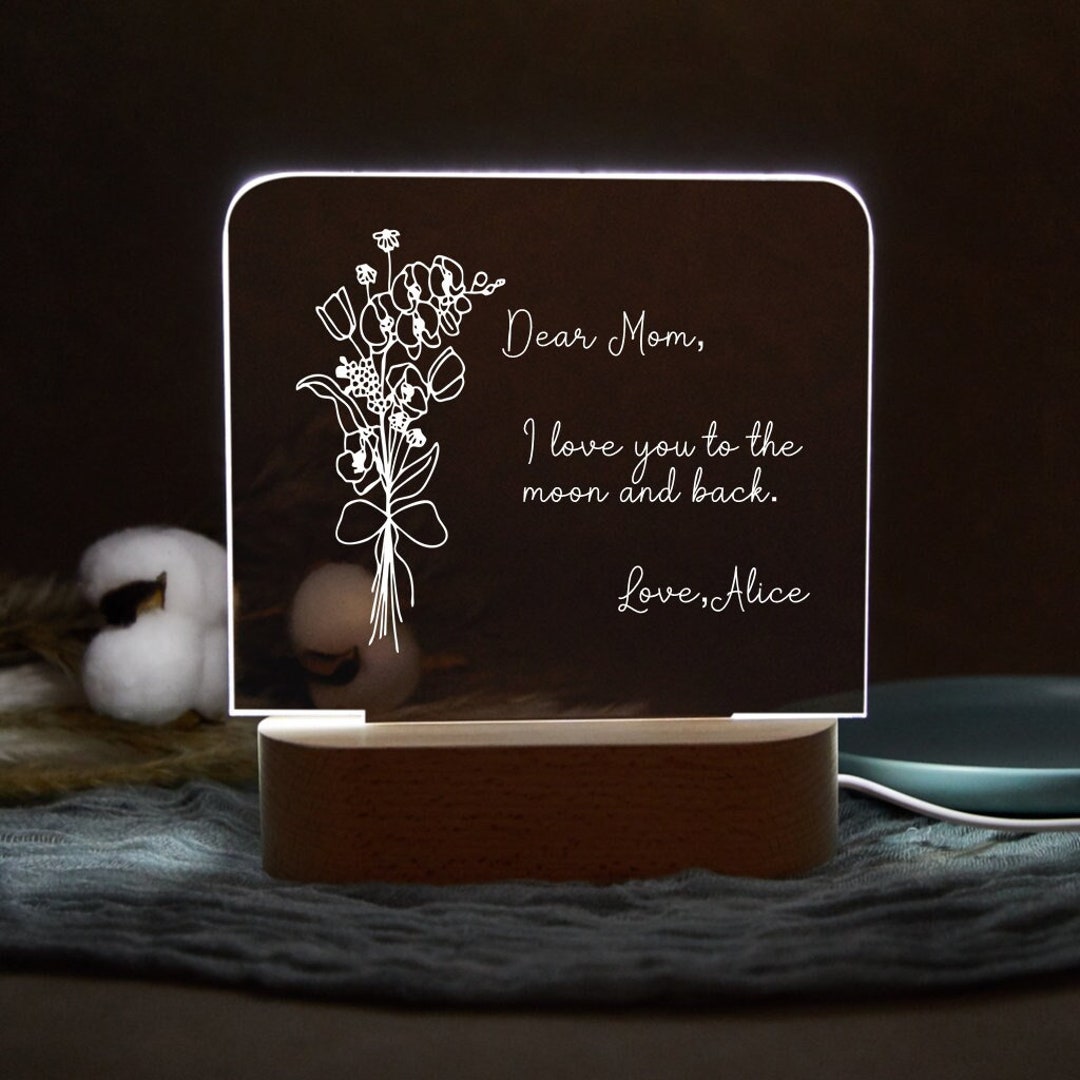 Custom LED Night Light With Birth Flower,moms Night Light,night Light ...