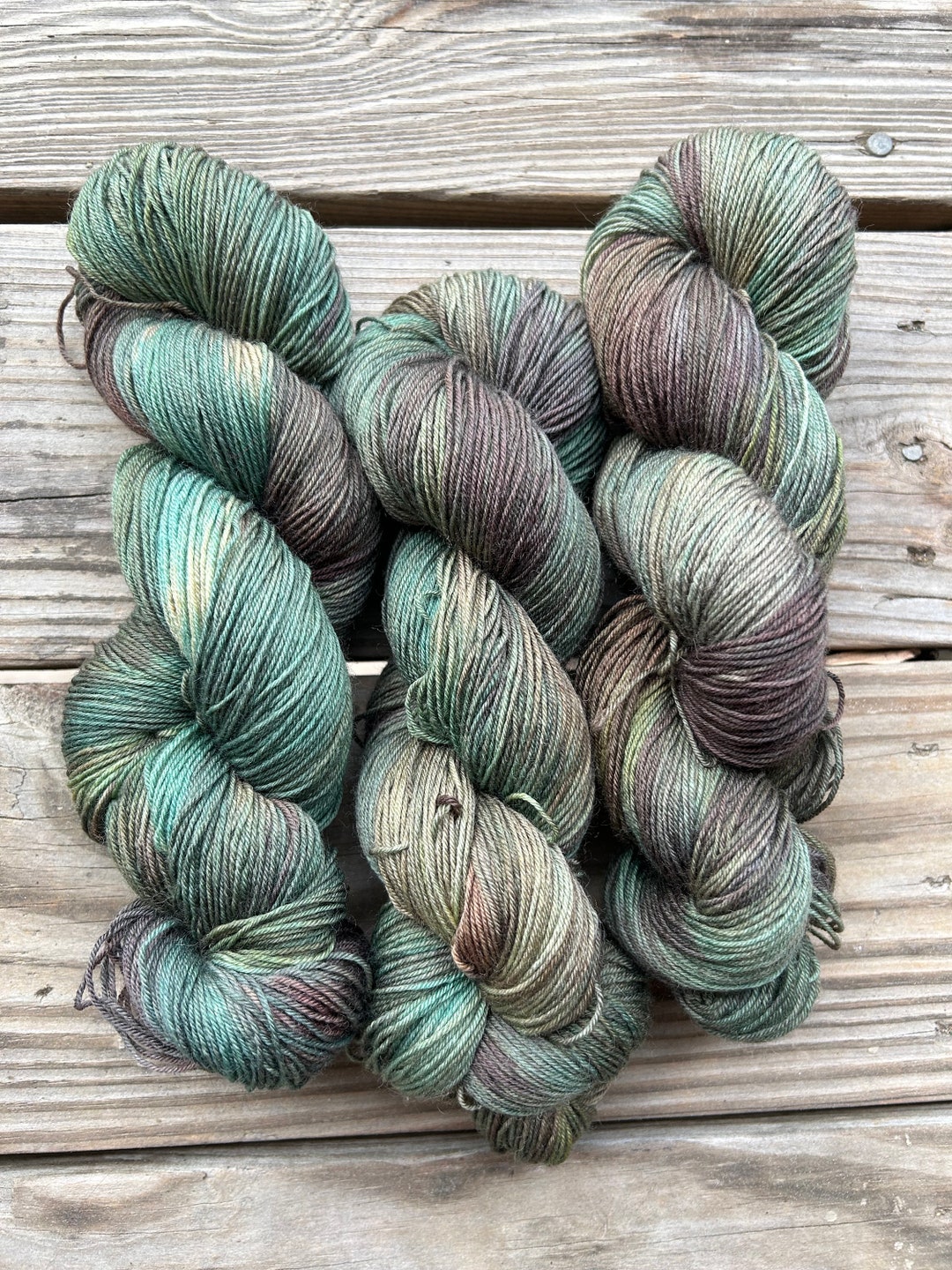 Earthbender - Merino / Nylon Sock Yarn - Green, Brown Variegated Hand ...