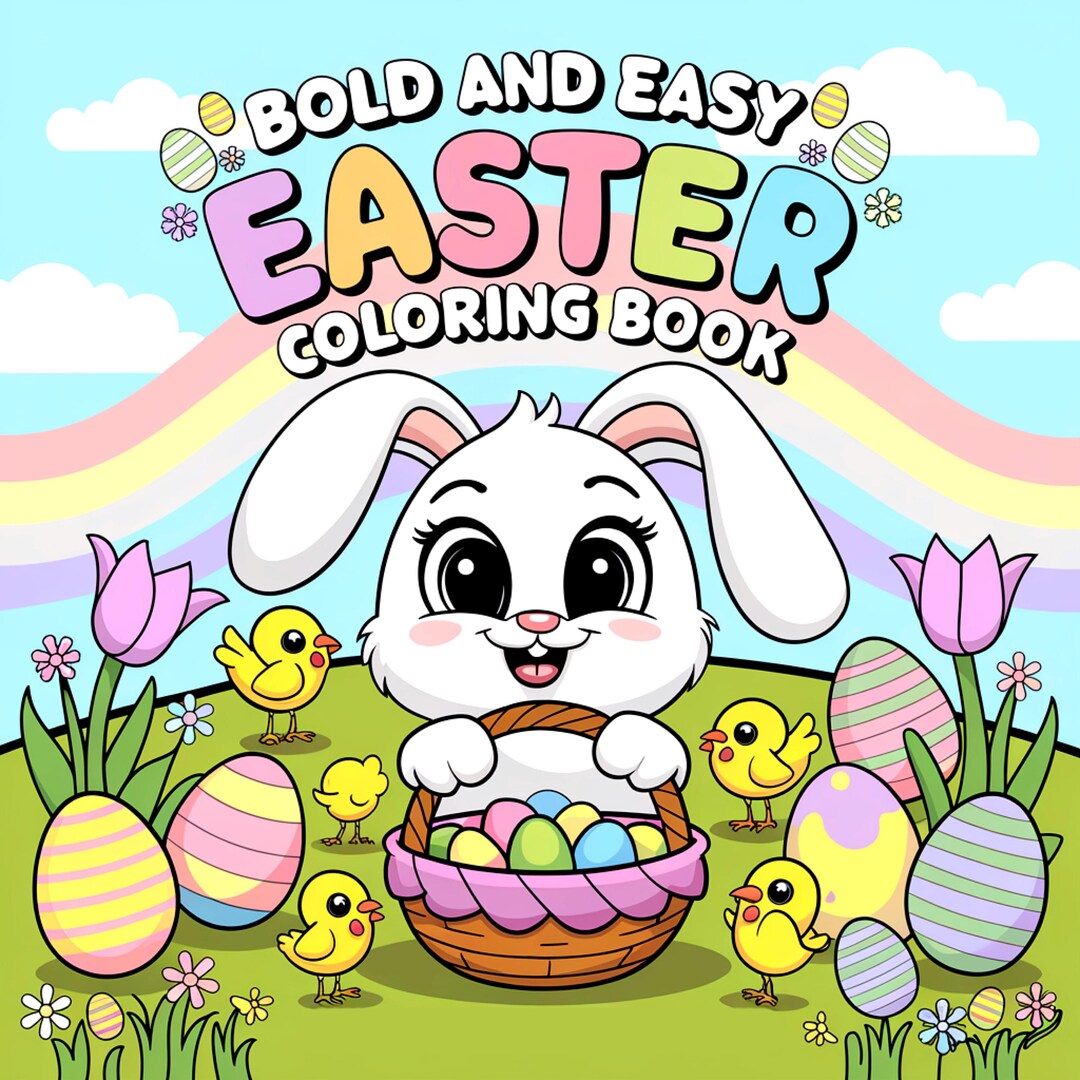 Bold and Easy Easter Coloring Book Digital Download PDF, Coloring Book ...