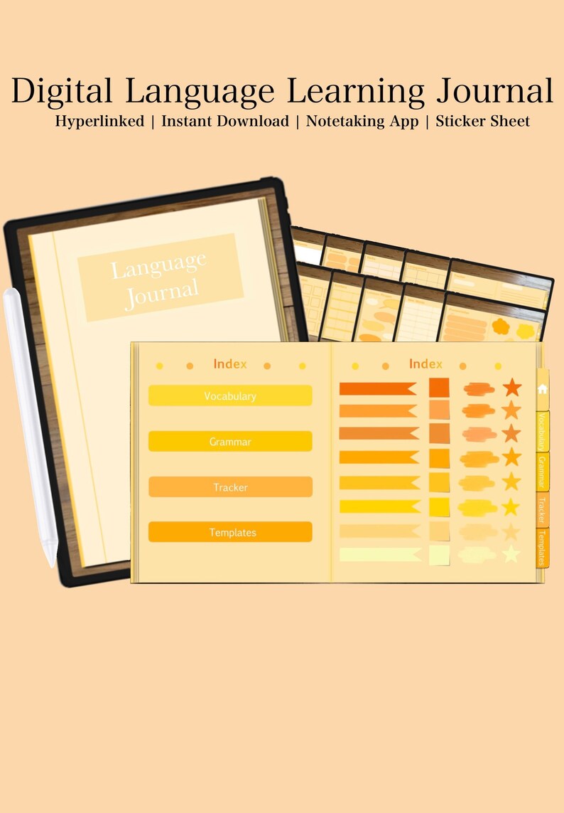 Digital Language Learning Journal, Language Learning Notebook, Digital ...