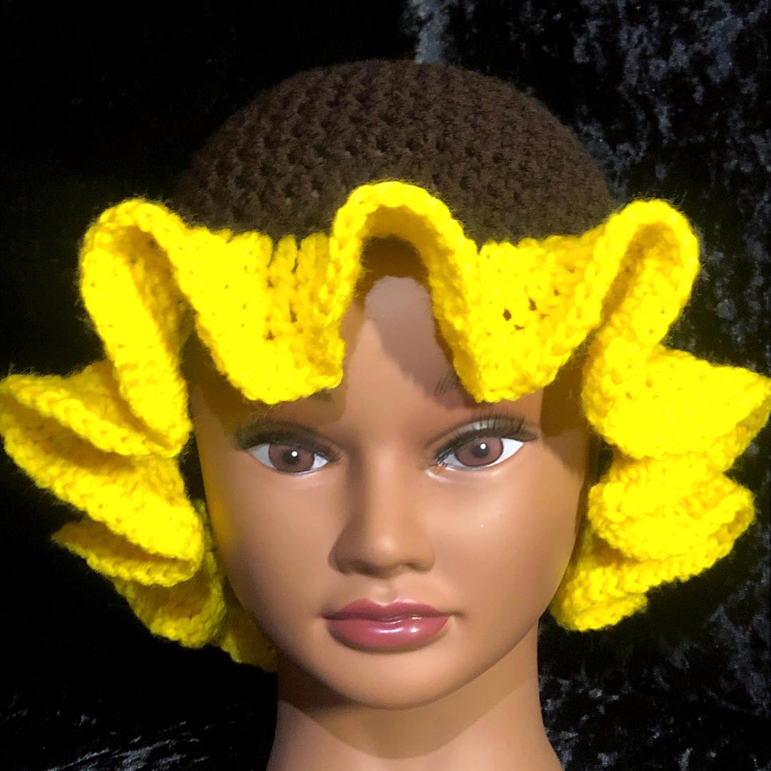 Sunflower Wavy Bucket Hat | Wavy Crochet Beanie Bucket Hat Gift - Etsy