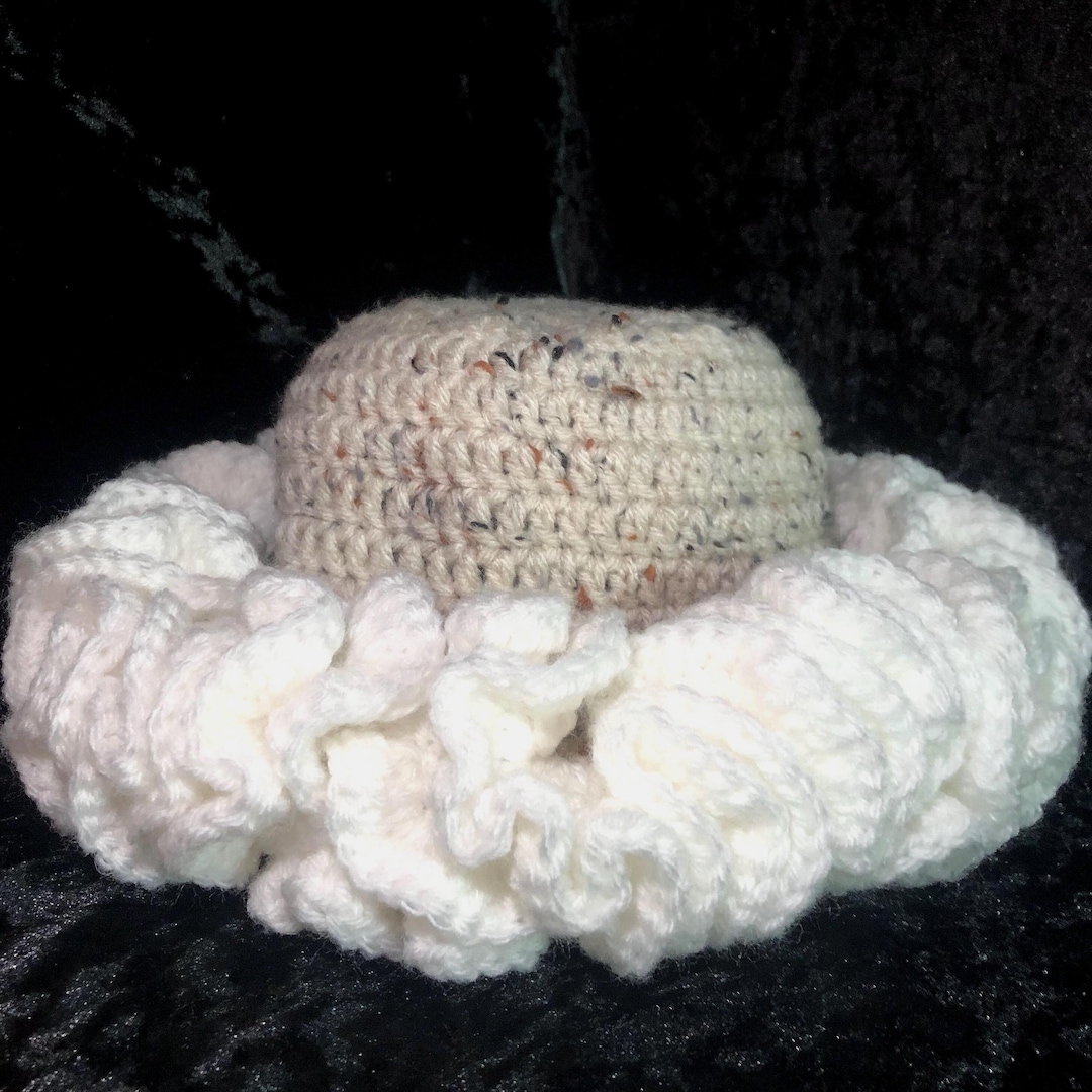 Whipped Cream Speckle Deluxe Ruffle Hat | Crochet Beanie Bucket Hat ...