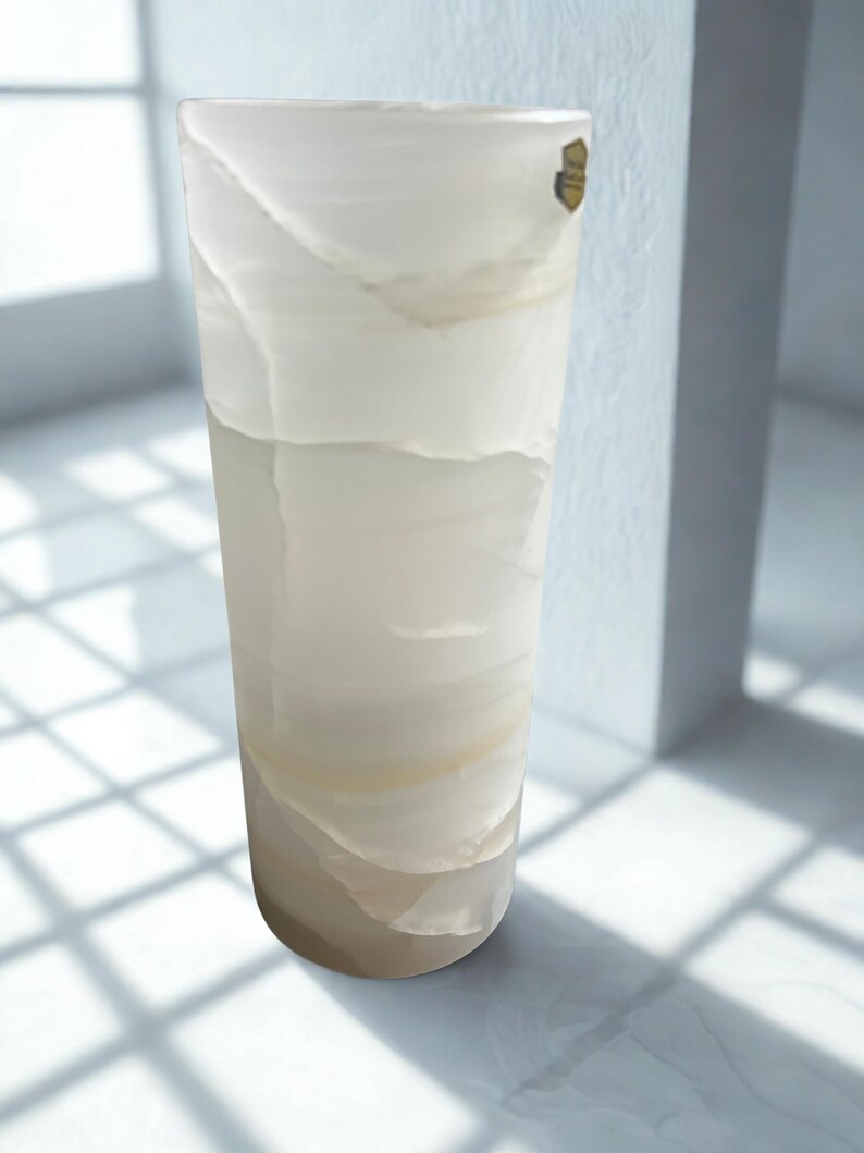Translucent White Onyx Pillar Cylinder Lamp/elegant Stone Light ...
