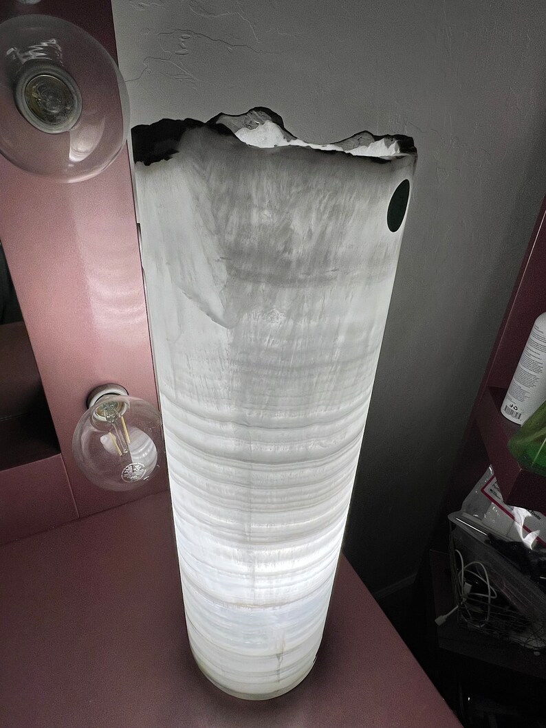 Translucent White Onyx Pillar Cylinder Lamp/elegant Stone Lamp ...