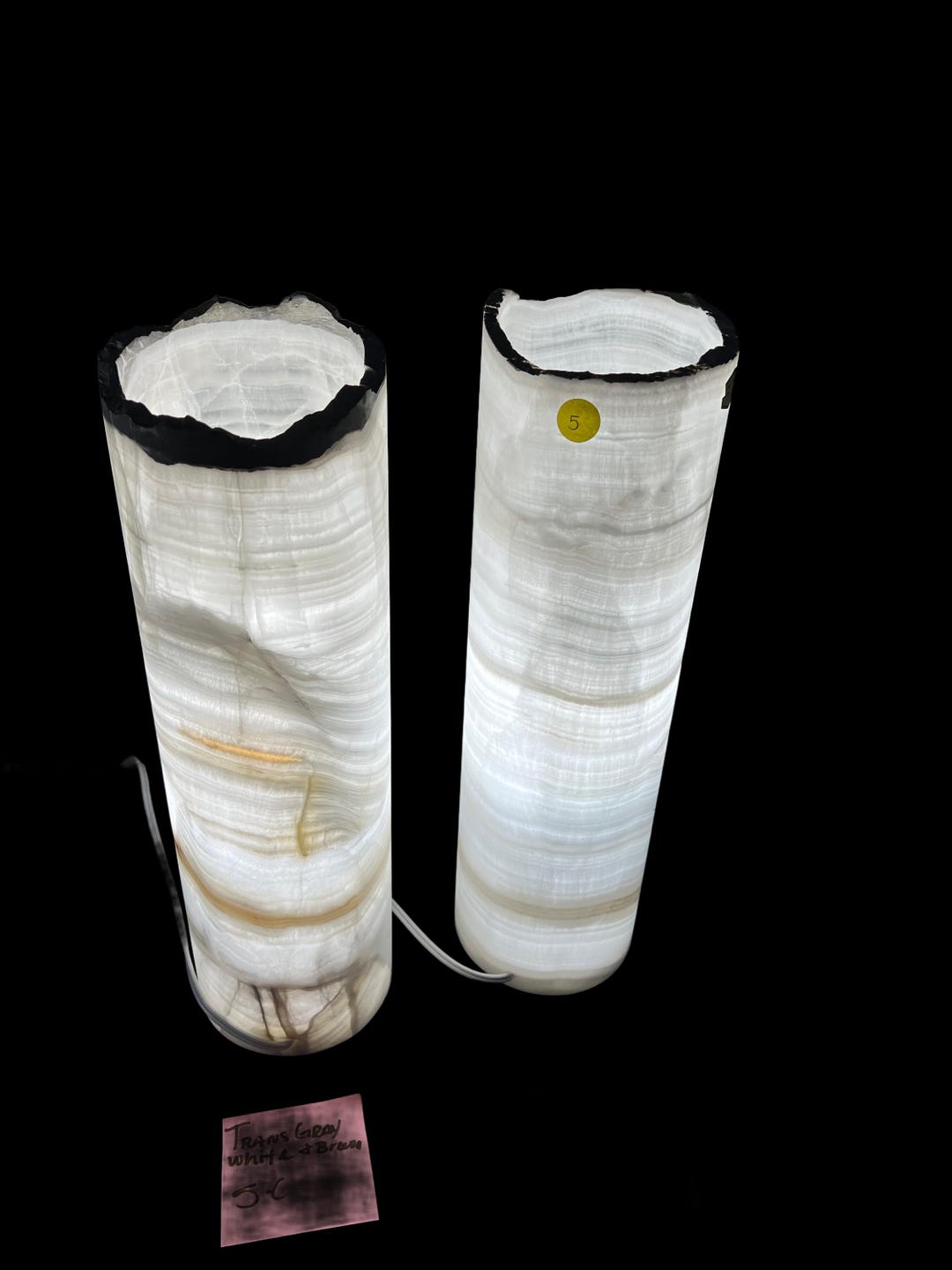 Translucent White Onyx Pillar Cylinder Lamp/elegant Stone Lamp ...