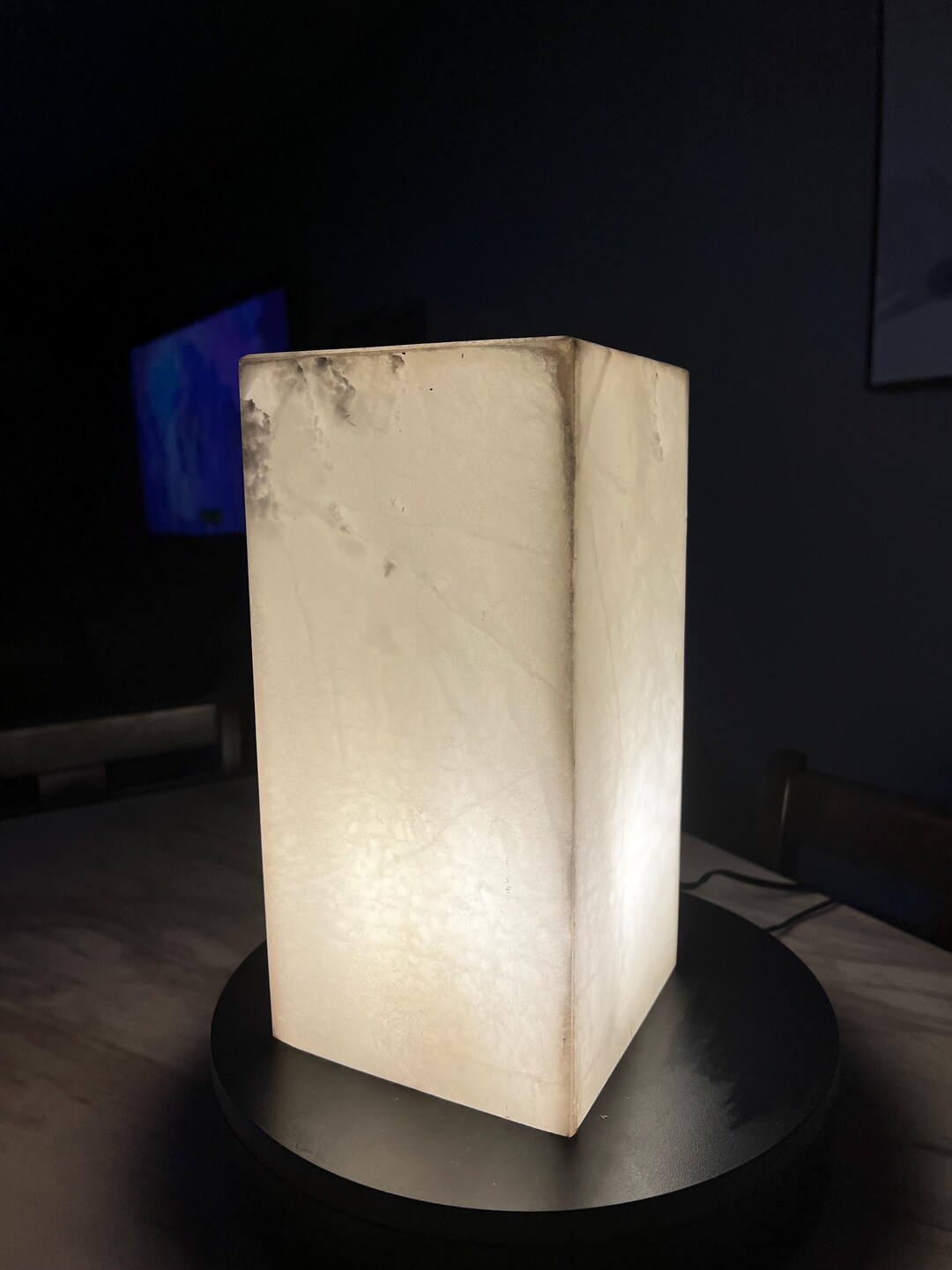 White Onyx Square Closed Top Lamp/desk Lamp/night Lamp/housewarming ...