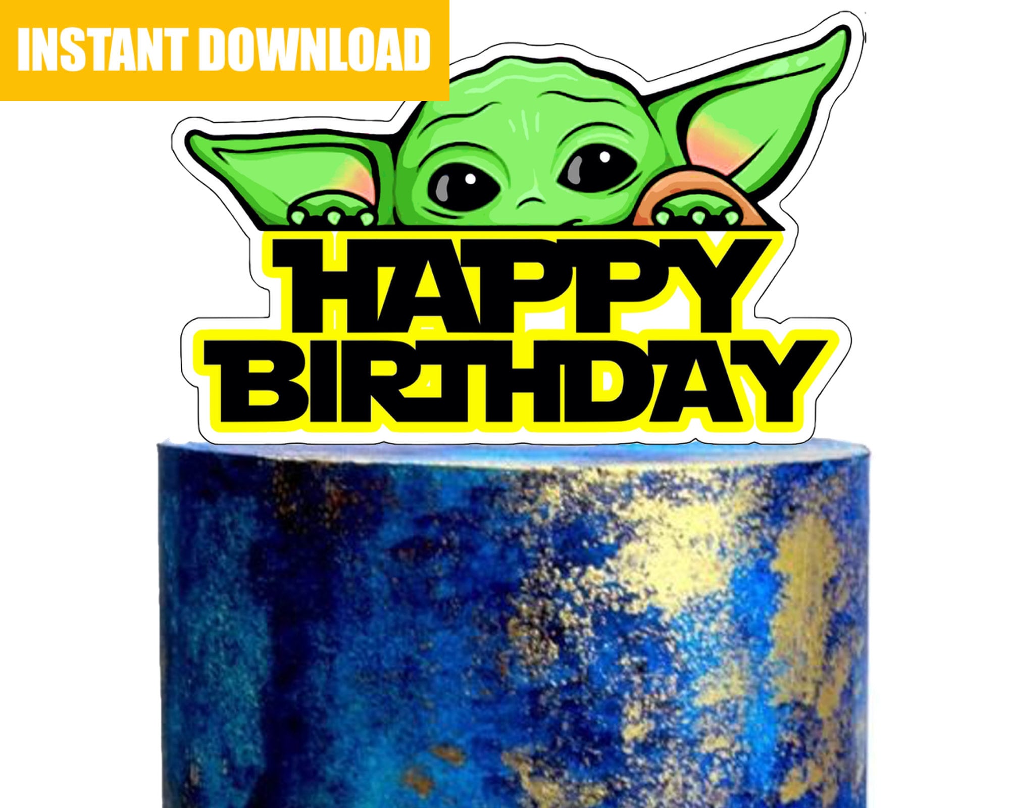 Printable Grogu Baby Yoda Cake Topper Birthday Party Grogu Baby Yoda ...