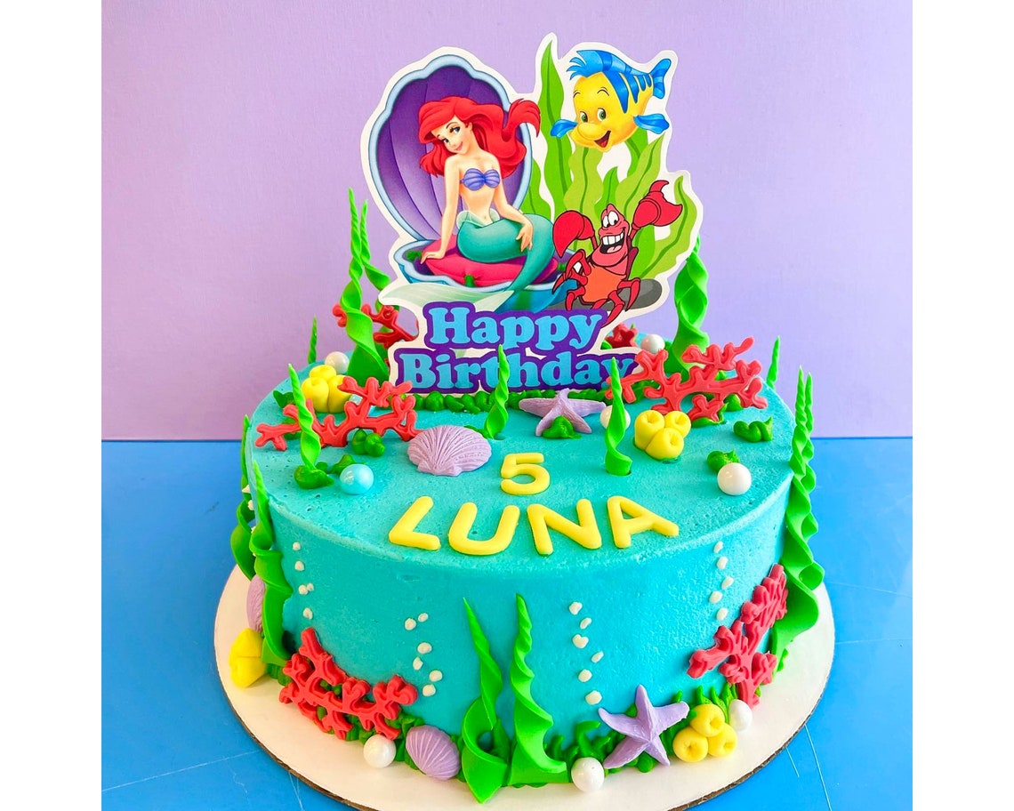 Printable Little Mermaid Cake Topper· Birthday Party· Little Mermaid ...