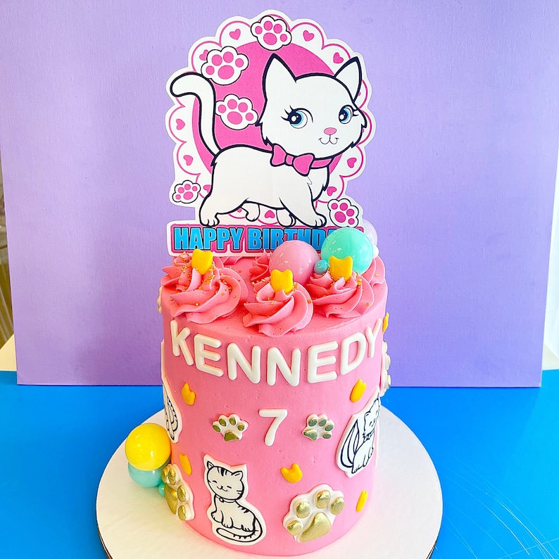 Printable Cute Cat Cake Topper· Birthday Party· Cute Cat · Cake ...