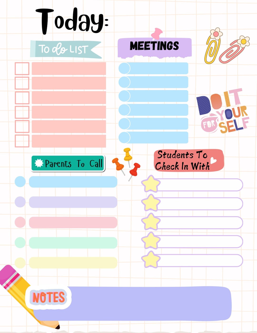 Teacher Daily Check List - Etsy