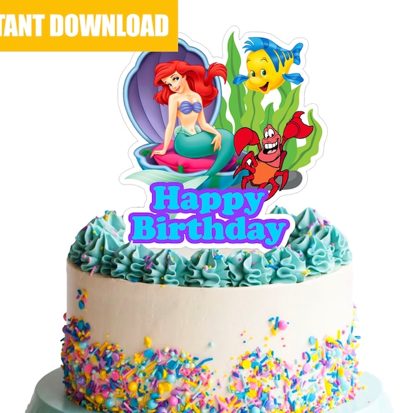 Little Mermaid Printable Cake Topper - Etsy