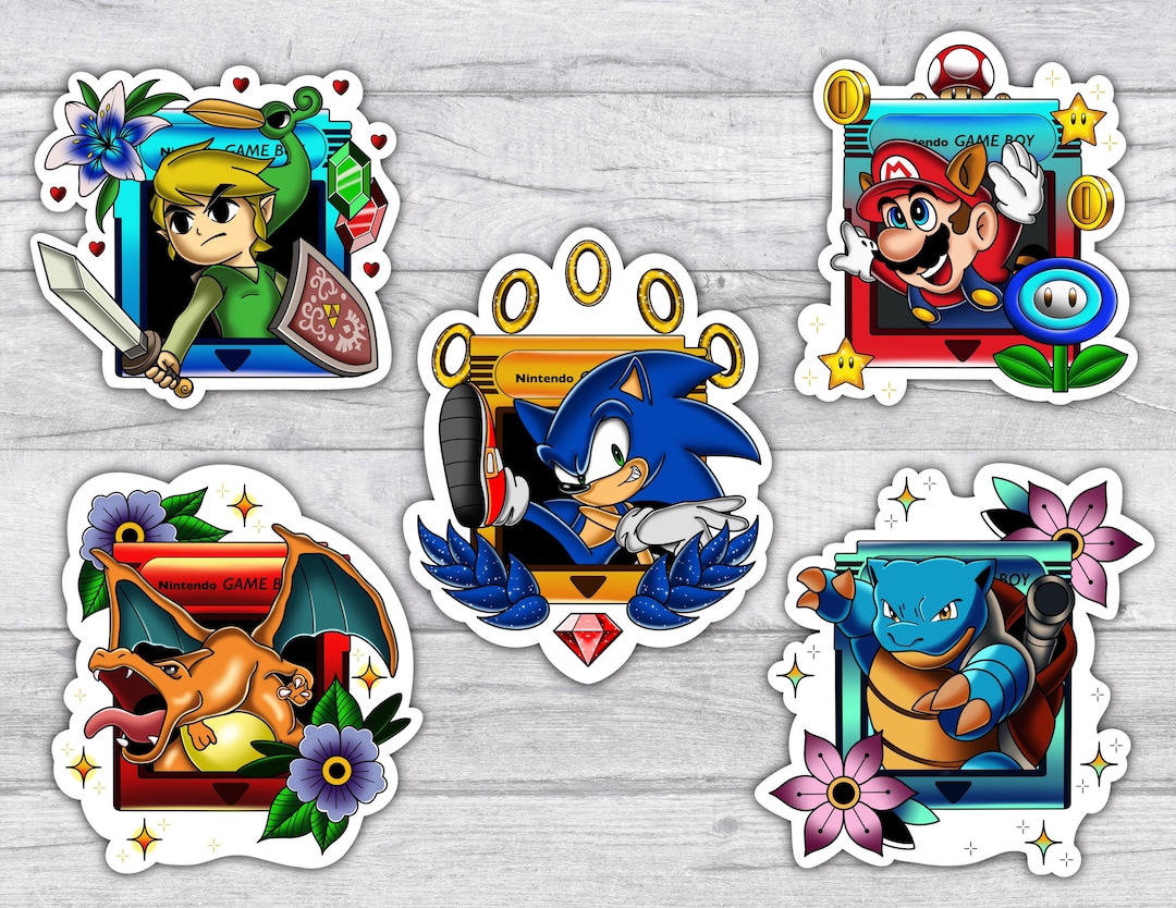 Gameboy Characters Premium Water-resistant Vinyl Sticker Set | Glossy ...