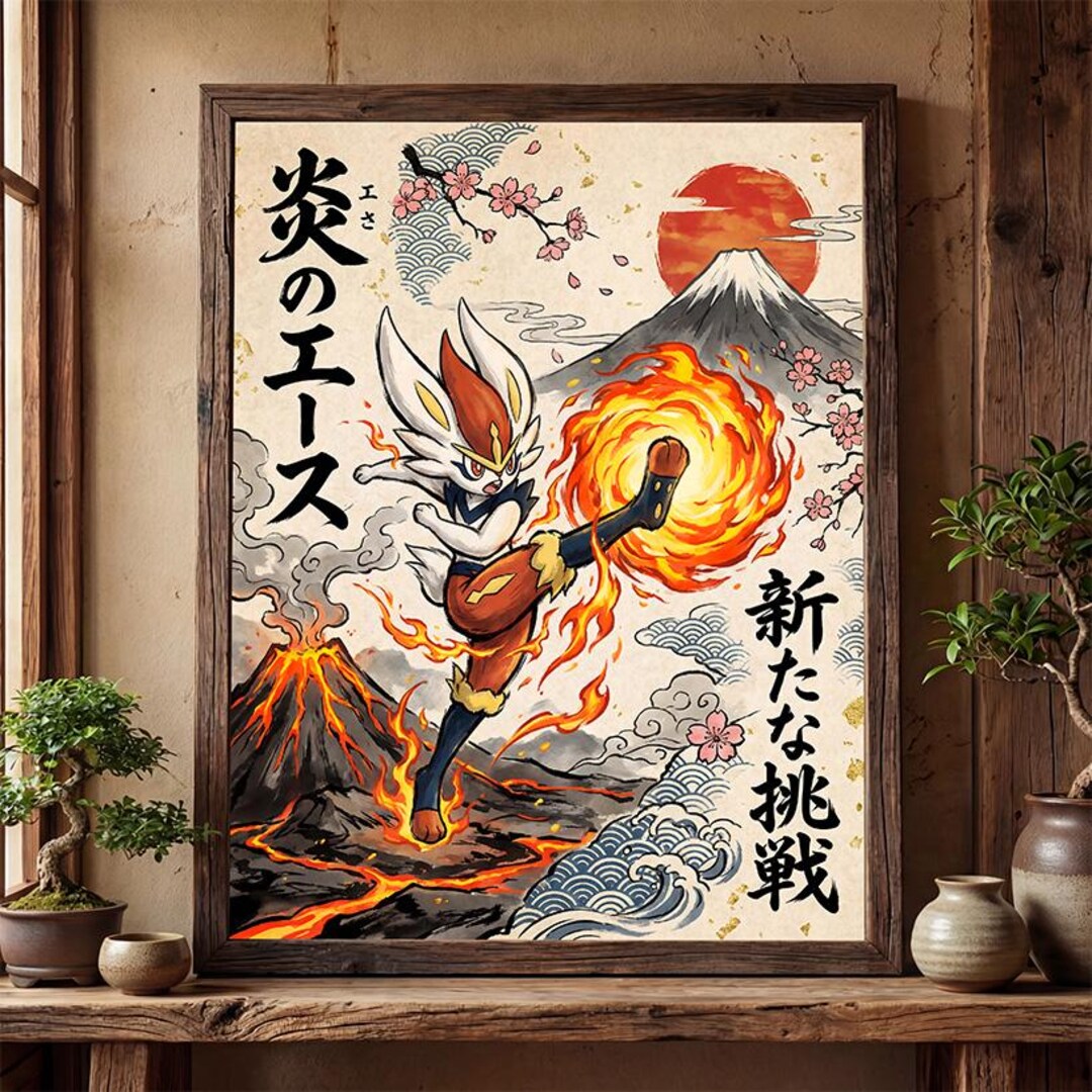 Cinderace Poster – Pokemon Inspired Wall Art Print Decor (digital ...