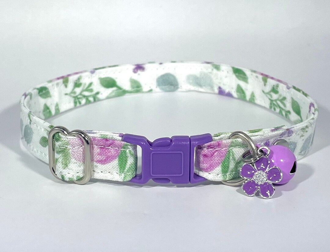 Cat Collar- "floral Ivy & Fern" Adjustable Breakaway Safety Quick ...