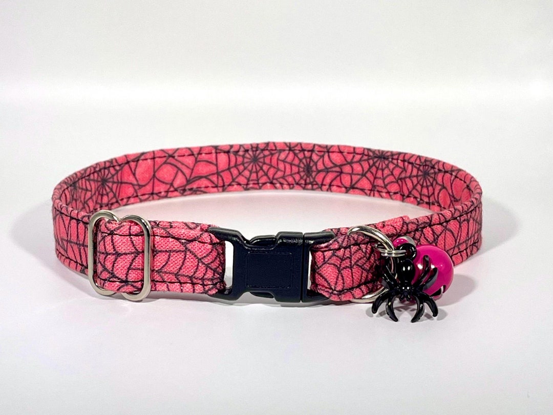 Cat Collar- "spooky Spiderwebs in Berry” Adjustable Breakaway Safety ...