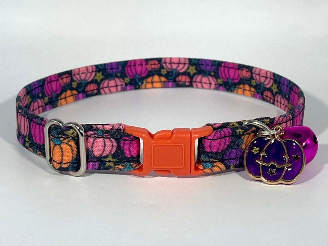 Cat Collar- “starry Pumpkin Patch" Adjustable Breakaway Safety Quick ...