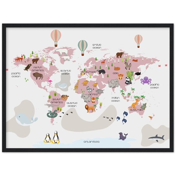 World Map Globe Premium Matte Paper Wooden Framed Poster | Etsy