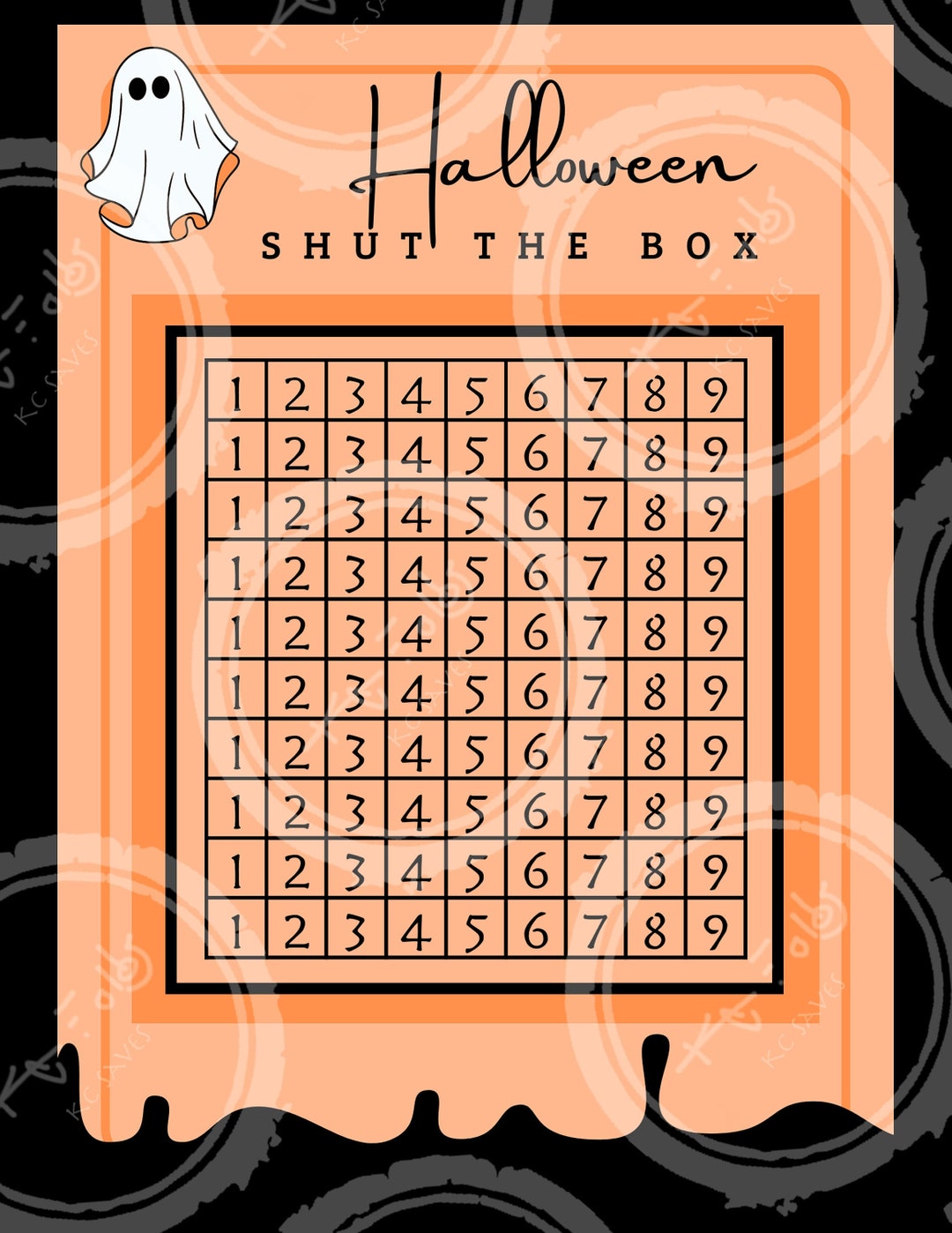Spooky Savings: Halloween Shut the Box Challenge Dice Game - Printable ...