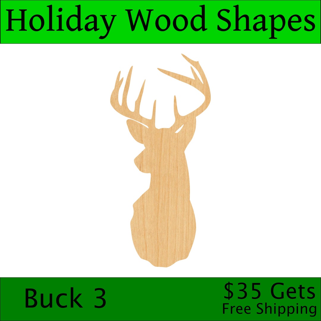 Laser Cut Buck Design 3 Wood Blank, Crafting Supplies, Wooden Cutout ...