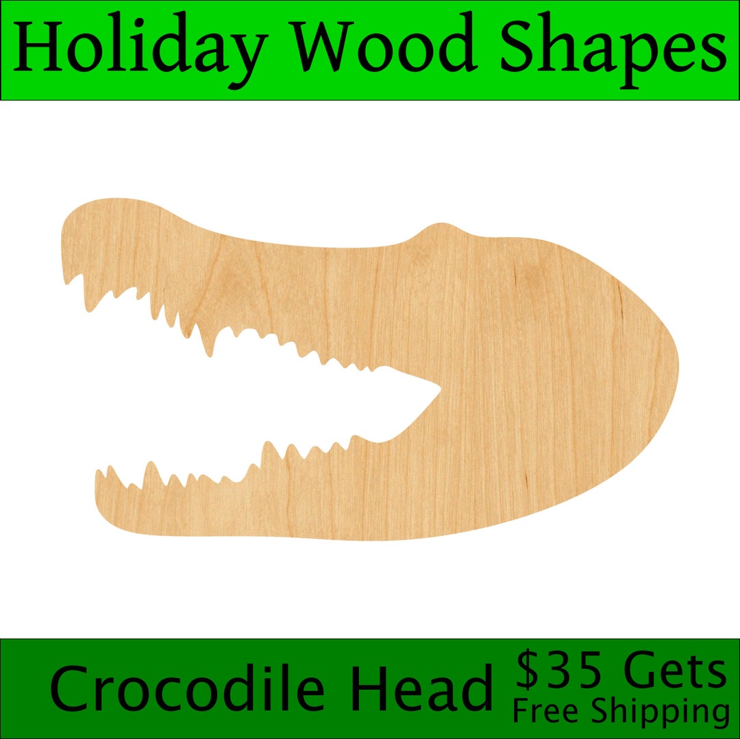 Laser Cut Crocodile Head Wood Blank, Crafting Supplies, Wooden Cutout ...