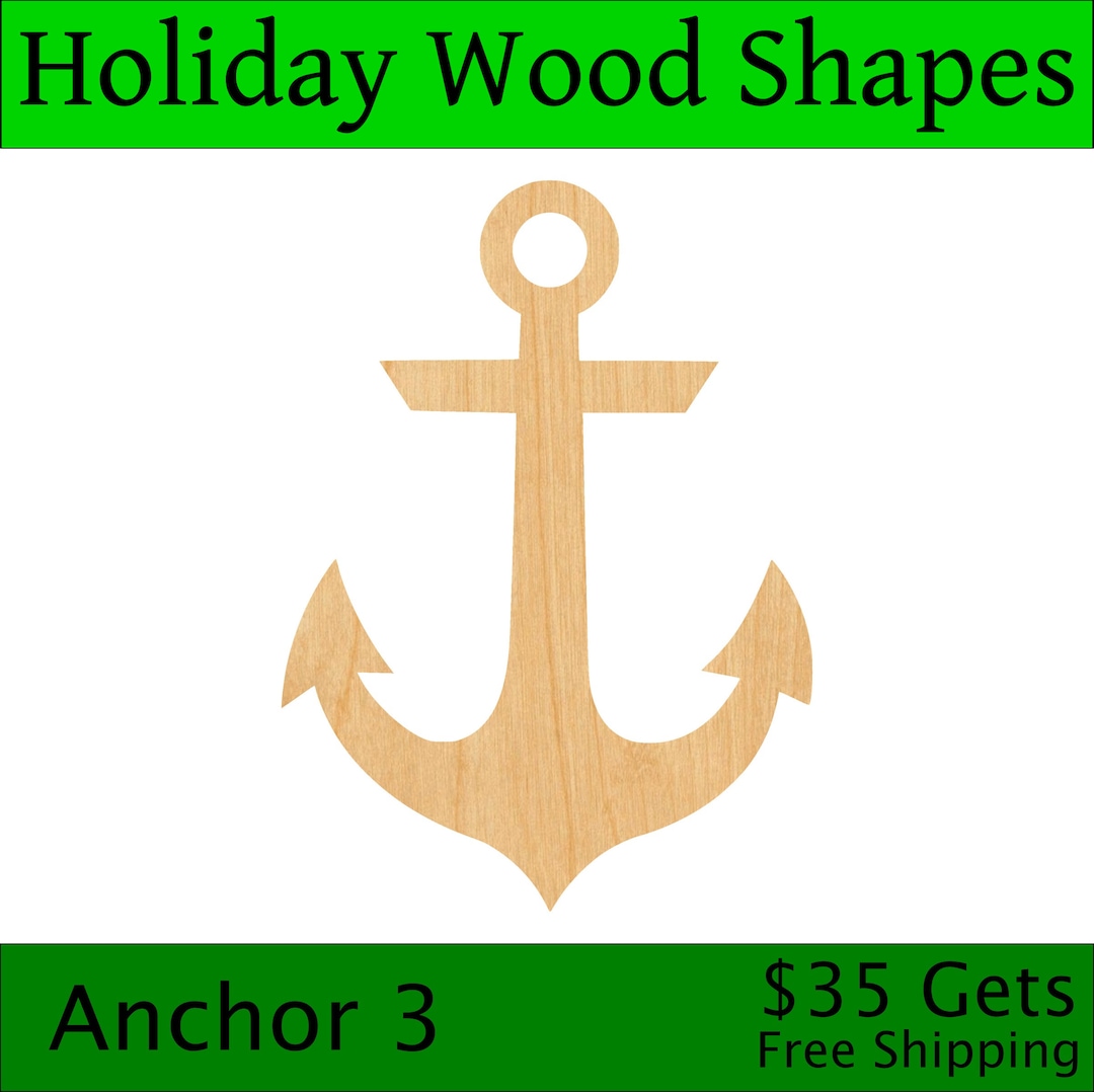Laser Cut Anchor Design 3 Wood Blank, Crafting Supplies, Wooden Cutout ...