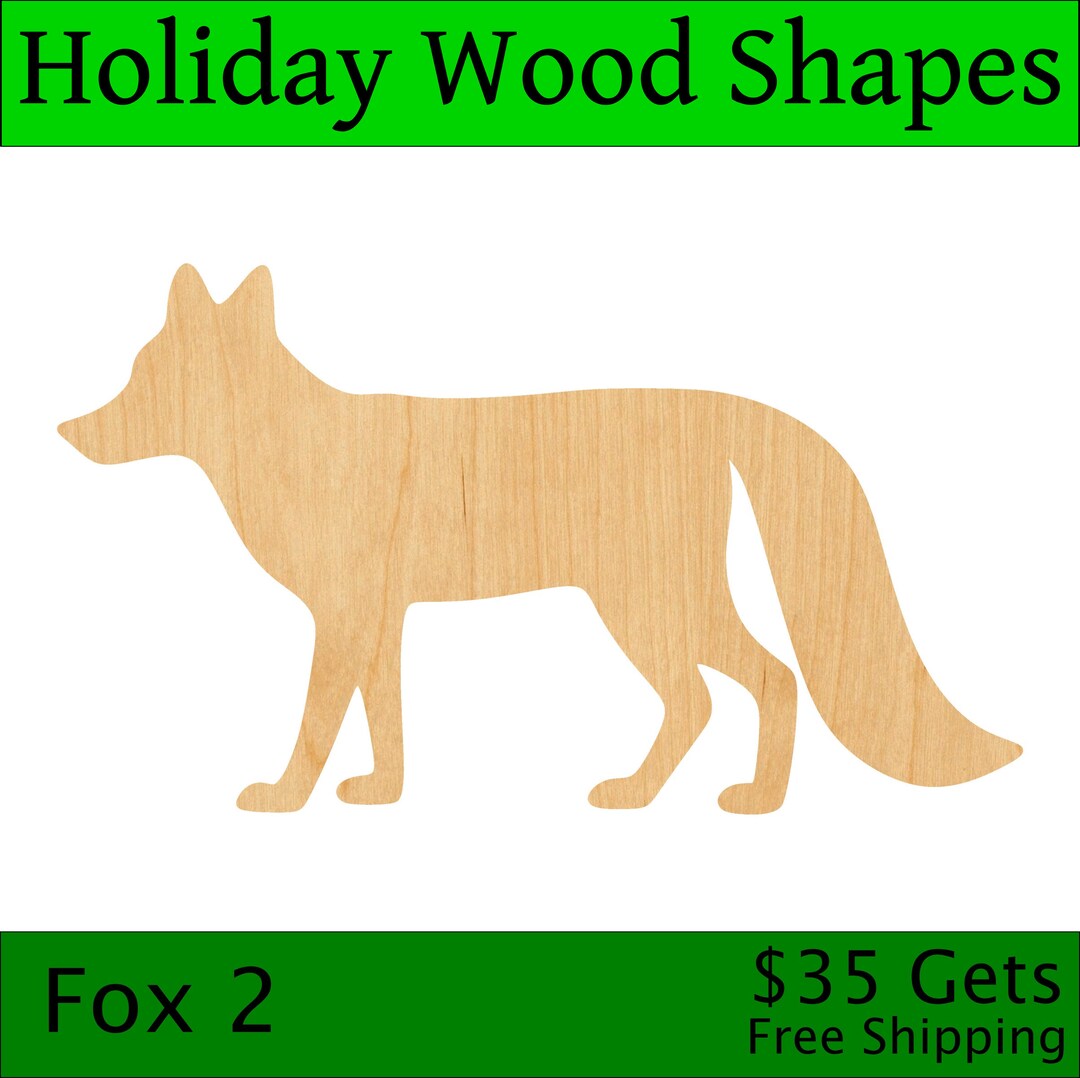 Laser Cut Fox Design 2 Wood Blank, Crafting Supplies, Wooden Cutout ...