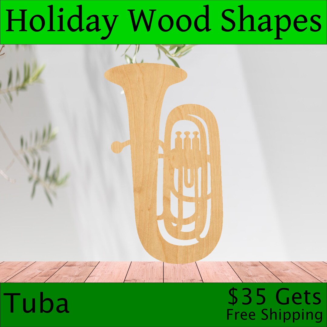 Laser Cut Tuba Wood Blank, Crafting Supplies, Wooden Cutout, DIY ...