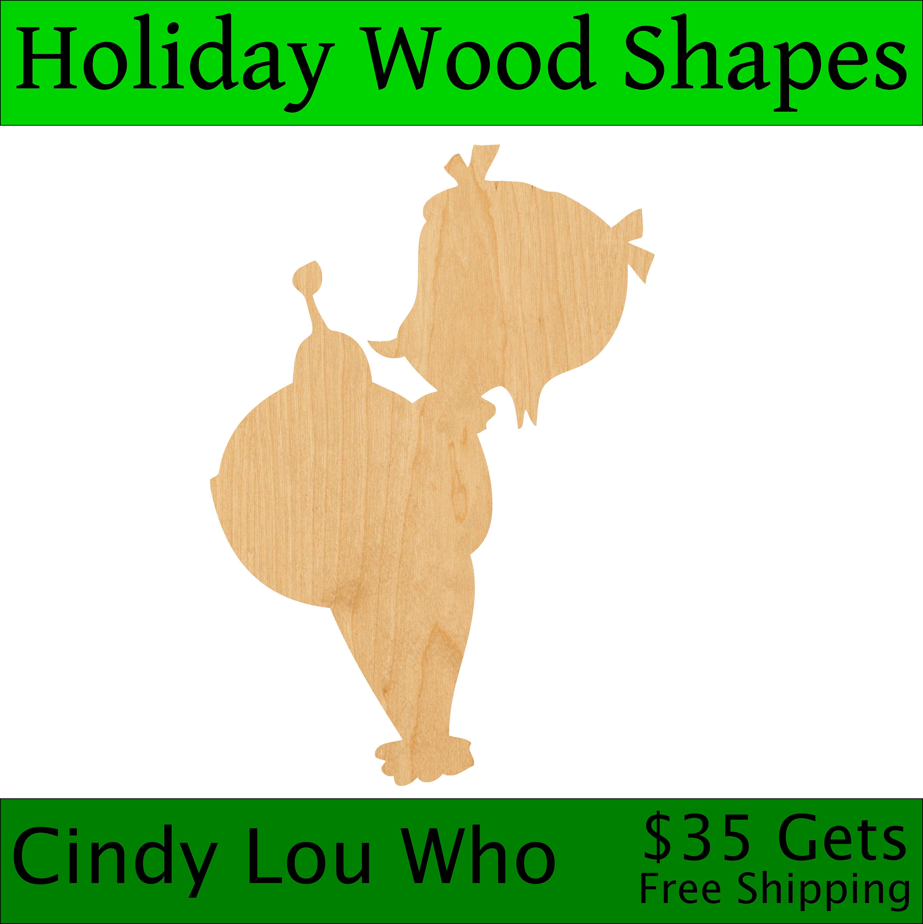 Laser Cut Cindy Lou Who Outline Wood Blank, Crafting Supplies, Wooden ...