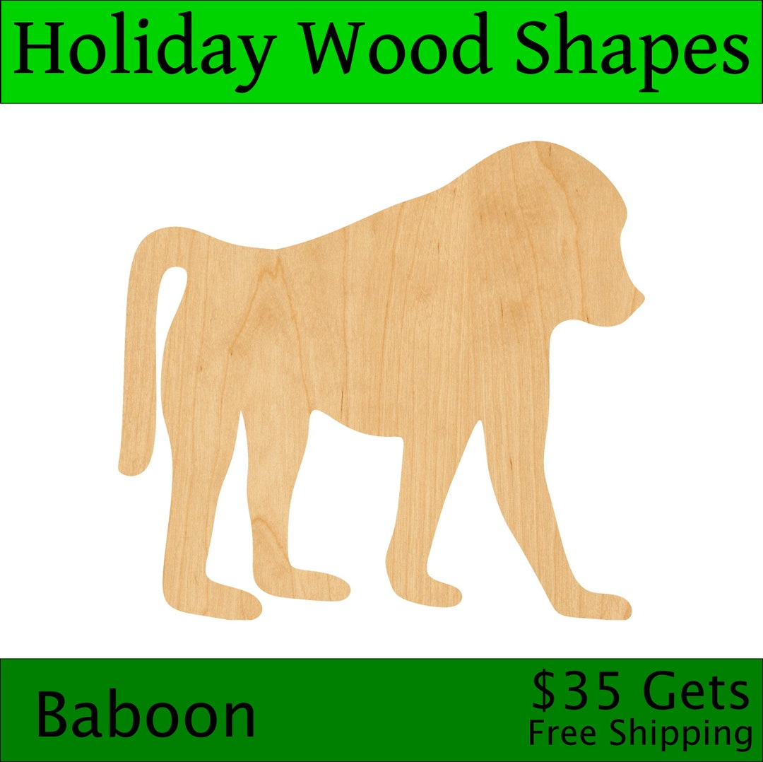 Laser Cut Baboon Wood Blank, Crafting Supplies, Wooden Cutout, DIY ...