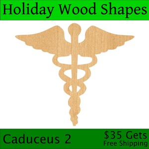 Laser Cut Cadeceus 2 Wood Blank, Crafting Supplies, Wooden Cutout, DIY ...