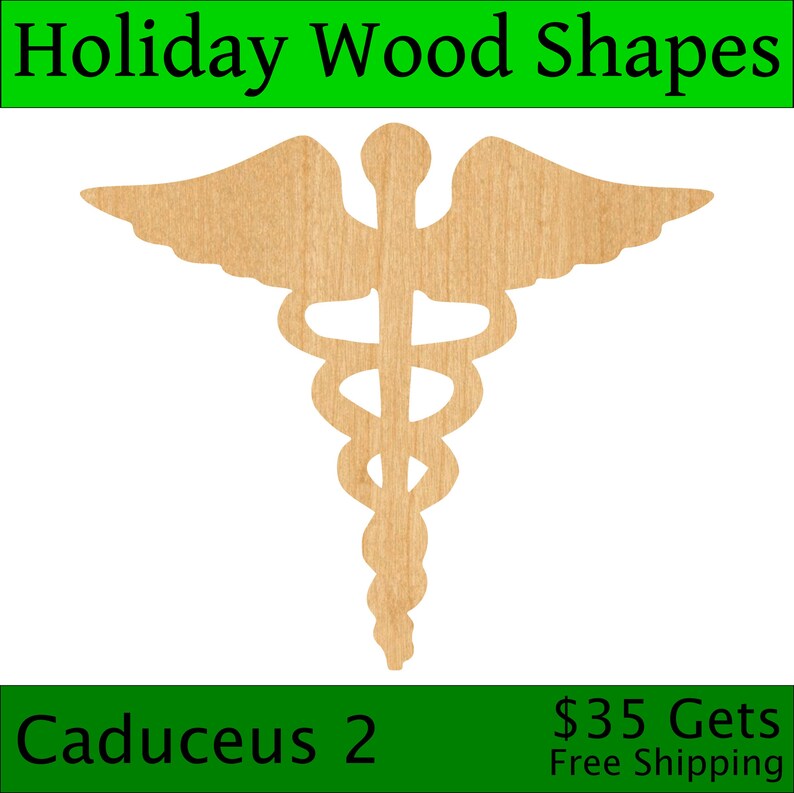 Laser Cut Cadeceus 2 Wood Blank, Crafting Supplies, Wooden Cutout, DIY ...