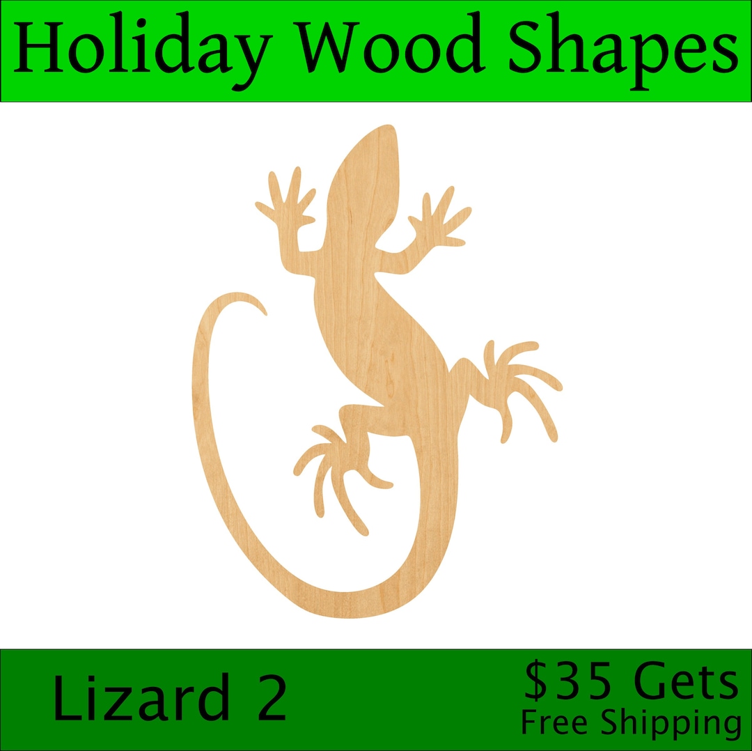 Laser Cut Lizard Design 2 Wood Blank, Crafting Supplies, Wooden Cutout ...