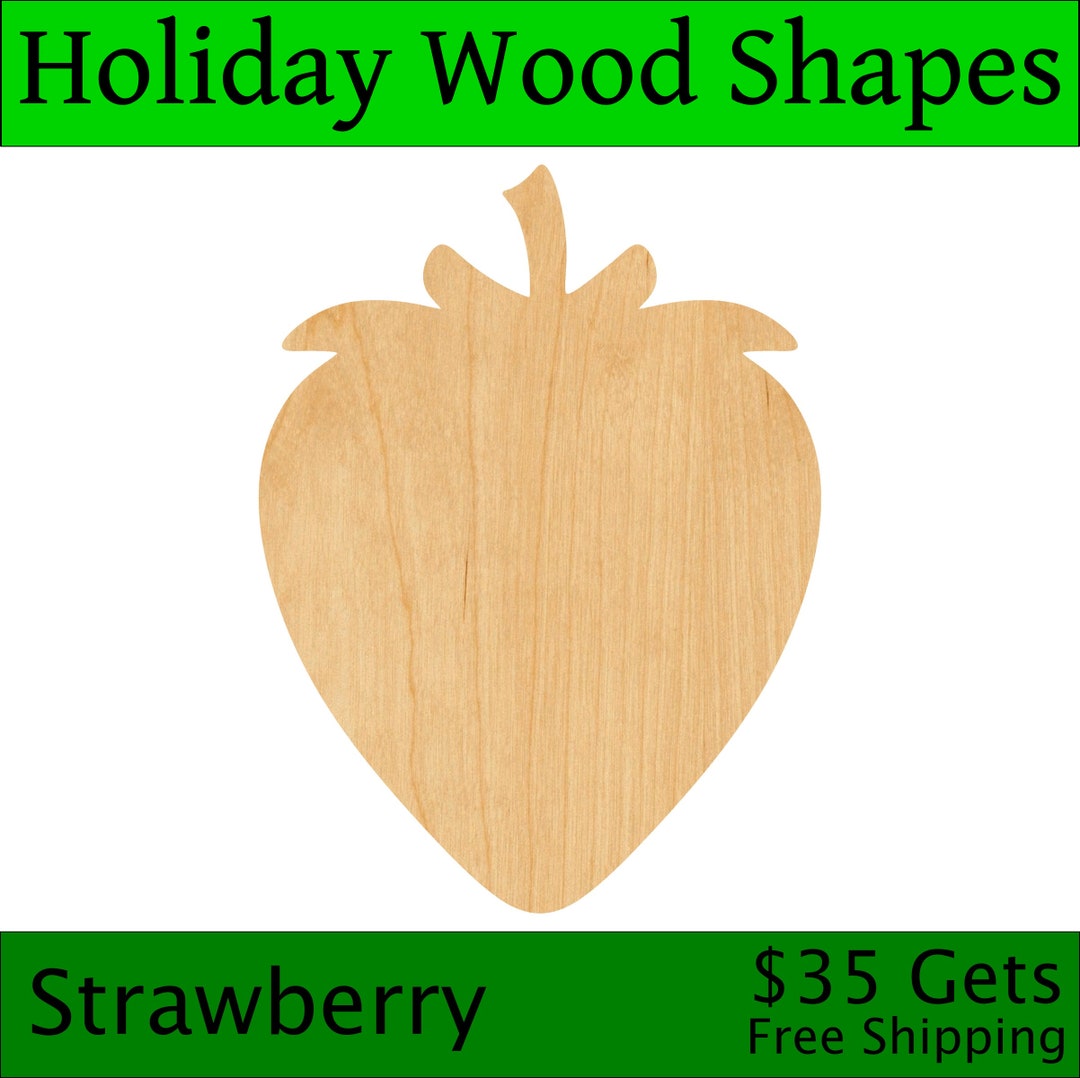Laser Cut Strawberry Wood Blank, Crafting Supplies, Wooden Cutout, DIY ...