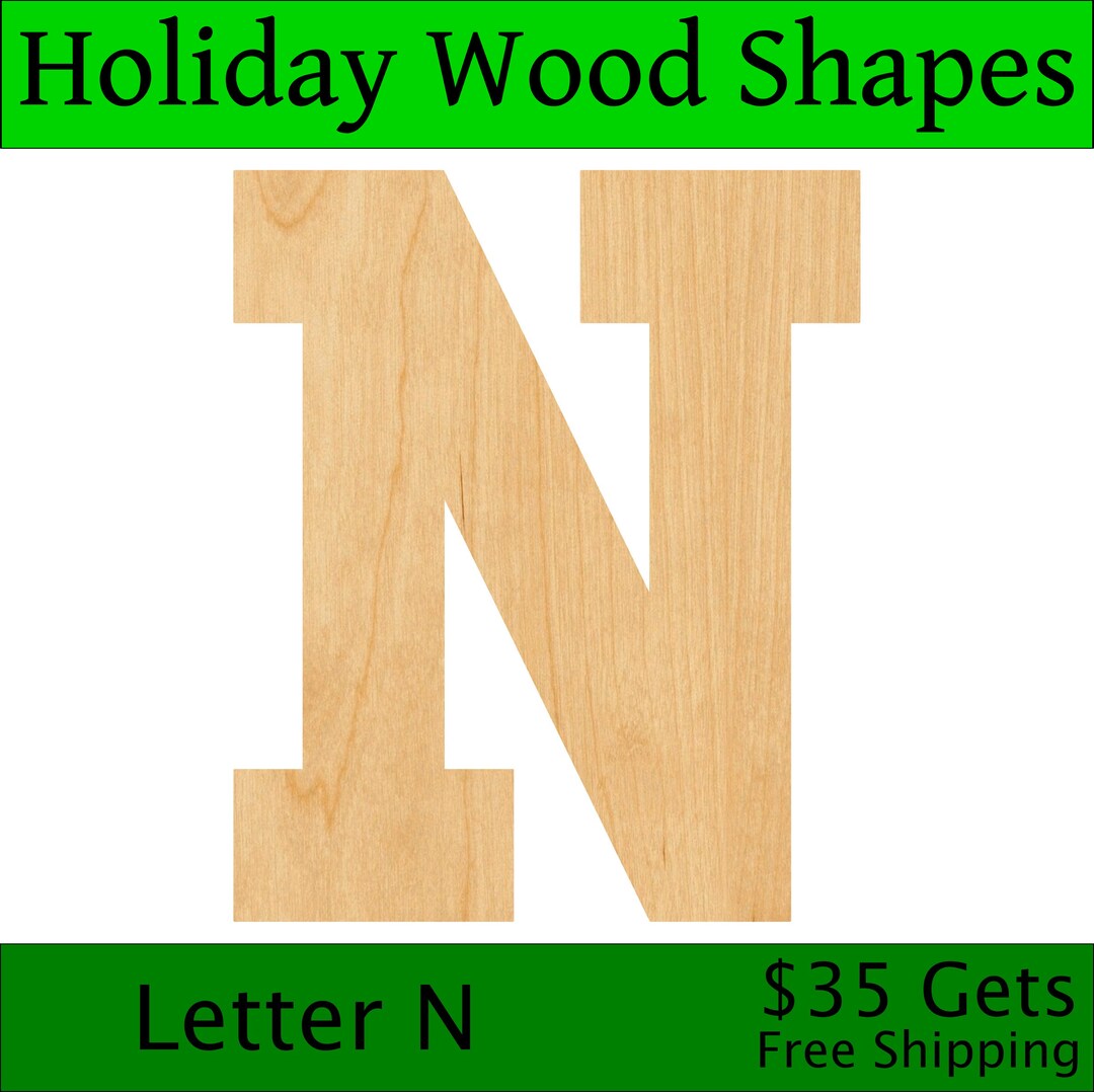 Laser Cut Letter N Wood Blank, Crafting Supplies, Wooden Cutout, DIY ...
