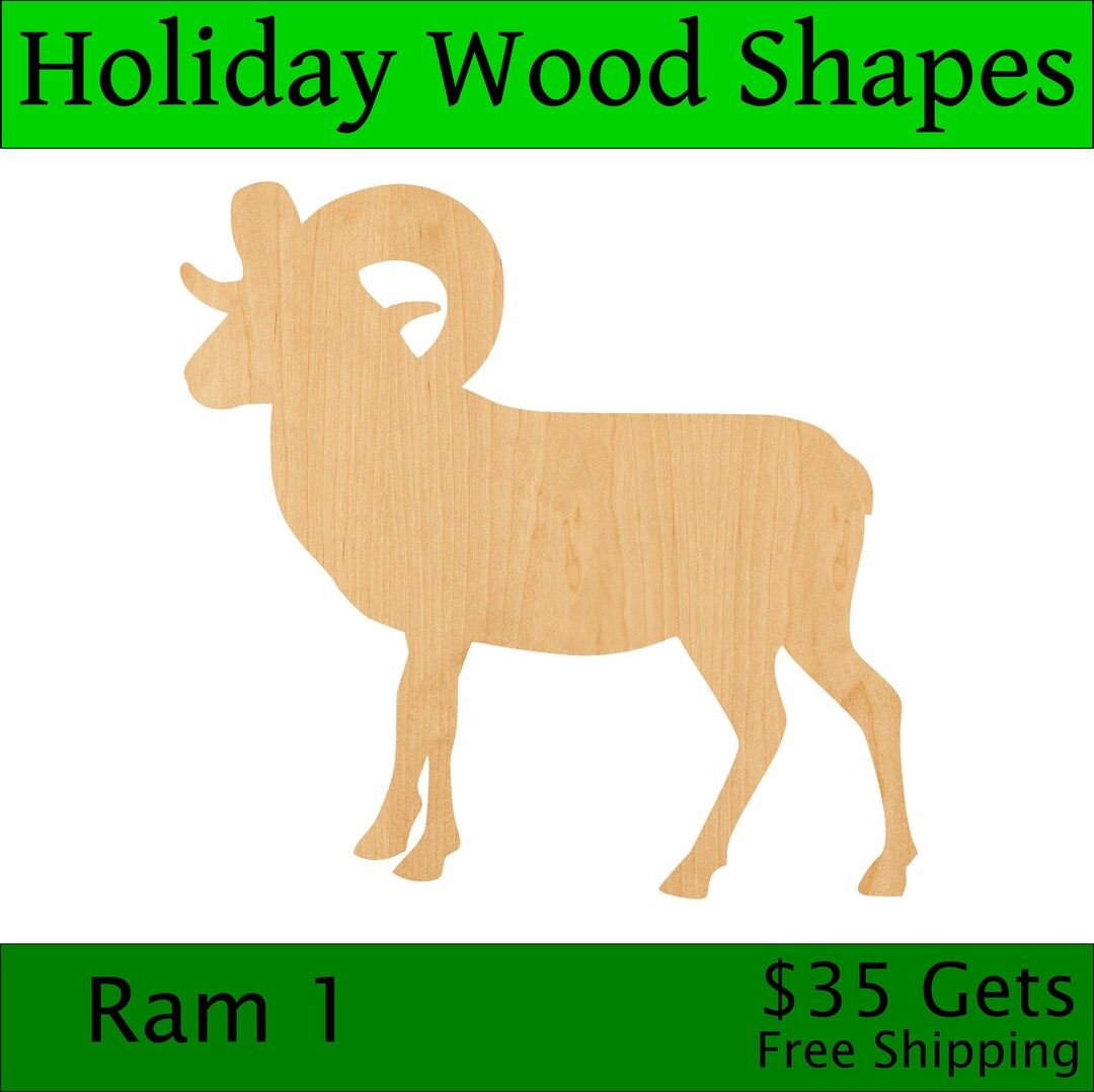 Laser Cut Ram Design 1 Wood Blank, Crafting Supplies, Wooden Cutout ...