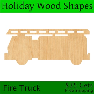 Laser Cut Fire Truck Wood Blank, Crafting Supplies, Wooden Cutout, DIY ...