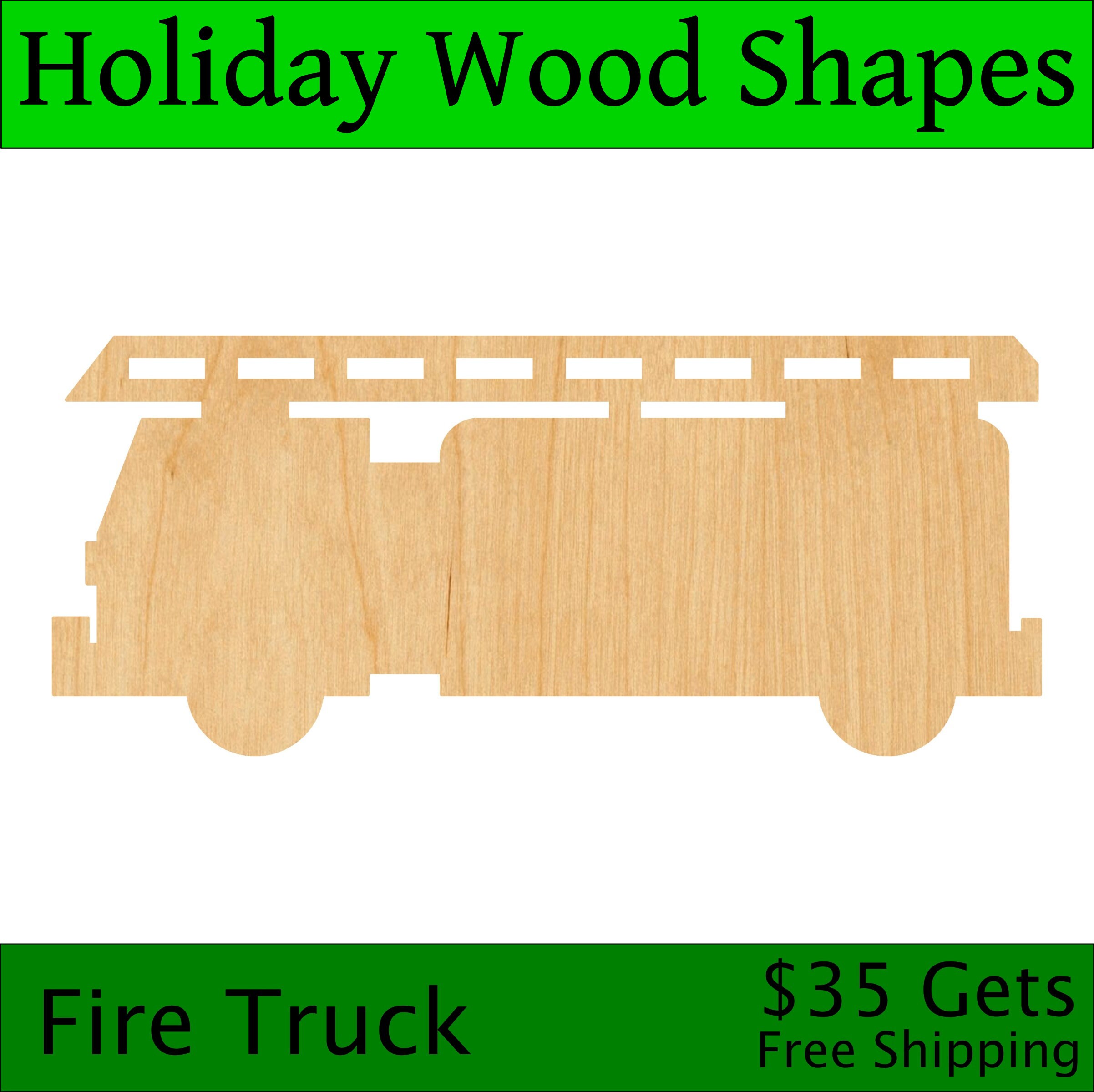 Laser Cut Fire Truck Wood Blank, Crafting Supplies, Wooden Cutout, DIY ...