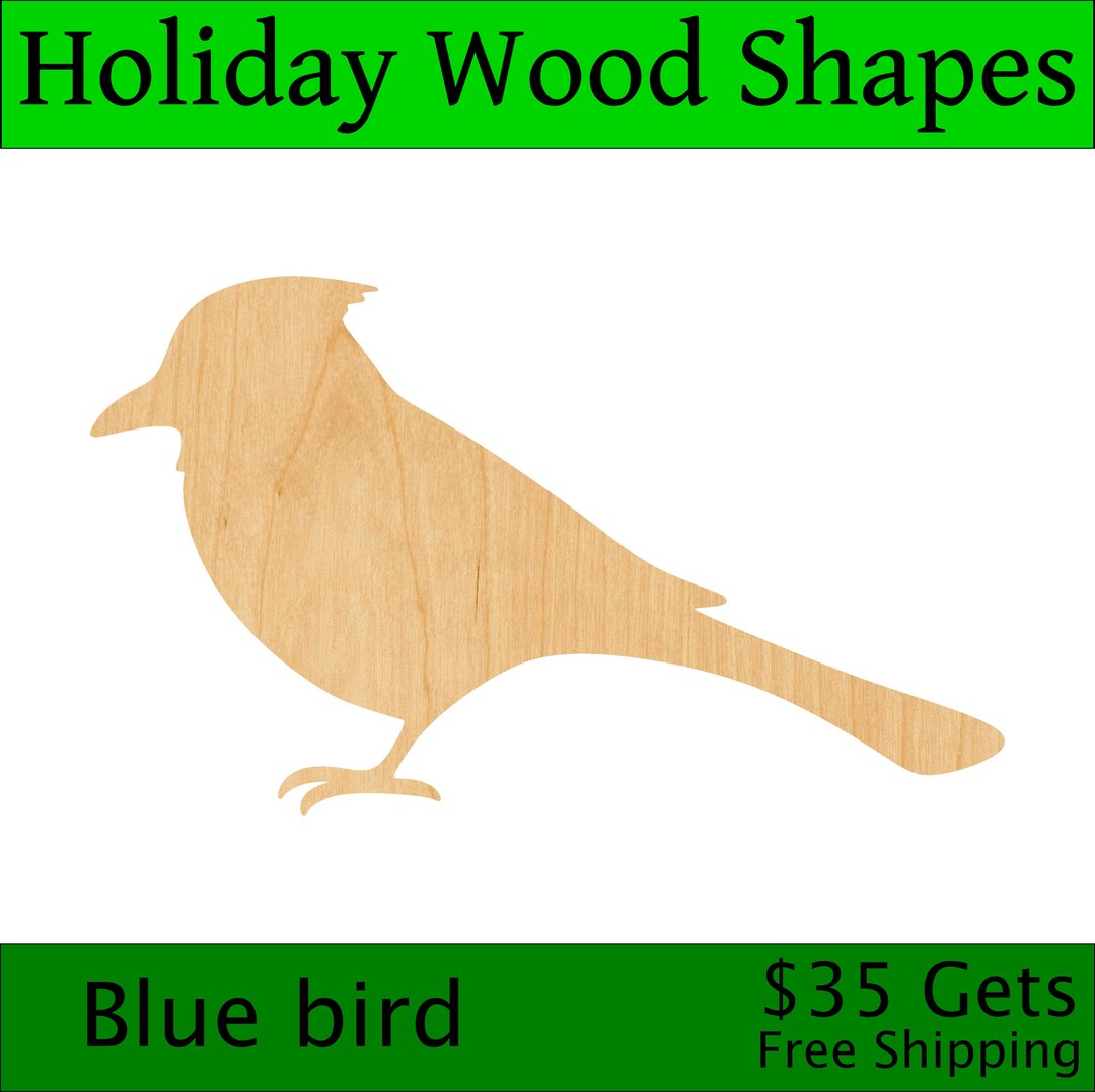 Laser Cut Blue Bird Wood Blank, Crafting Supplies, Wooden Cutout, DIY ...