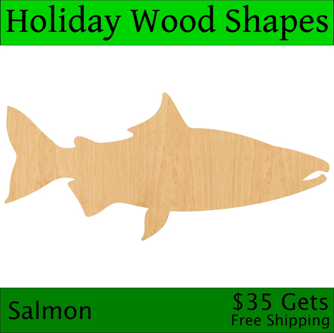 Laser Cut Salmon Wood Blank, Crafting Supplies, Wooden Cutout, DIY ...