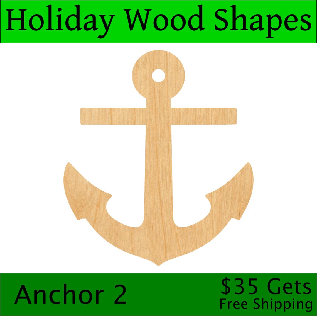 Laser Cut Anchor Design 2 Wood Blank, Crafting Supplies, Wooden Cutout ...