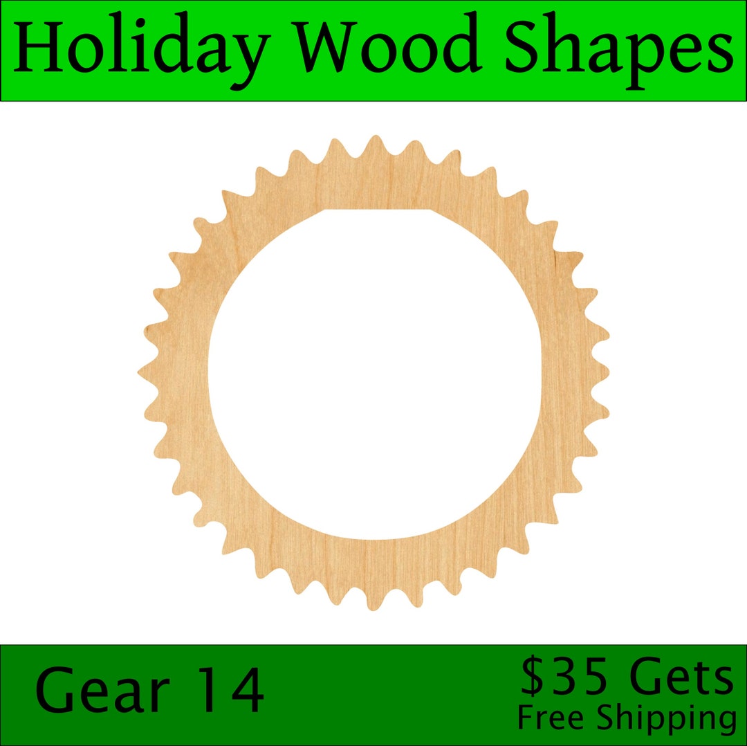 Laser Cut Gear Design 14 Wood Blank, Crafting Supplies, Wooden Cutout ...