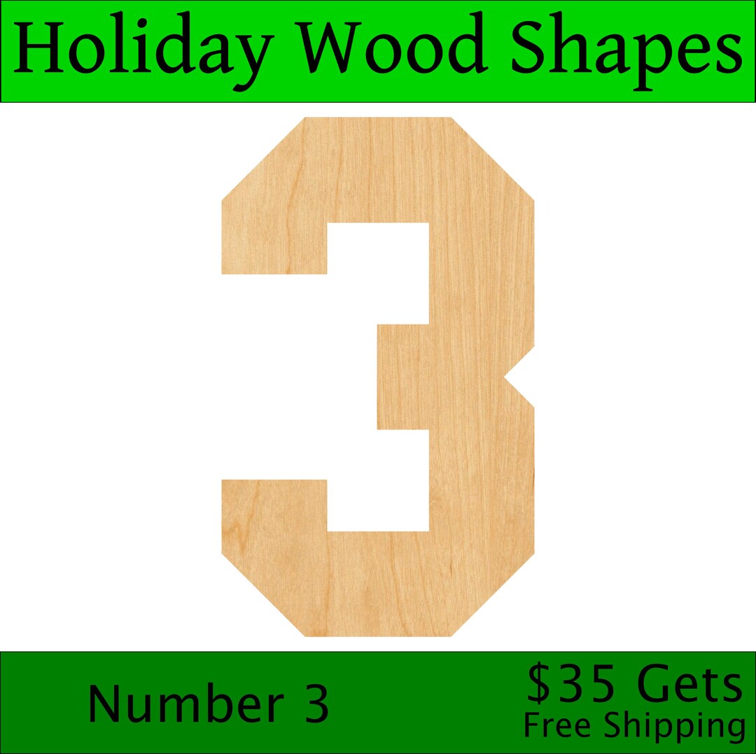 Laser Cut Number 3 Wood Blank, Crafting Supplies, Wooden Cutout, DIY ...