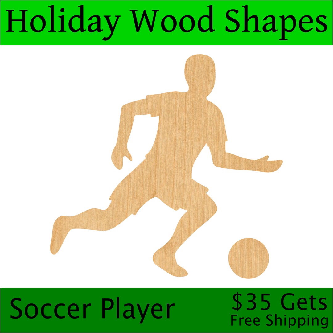 Laser Cut Soccer Player Wood Blank, Crafting Supplies, Wooden Cutout ...