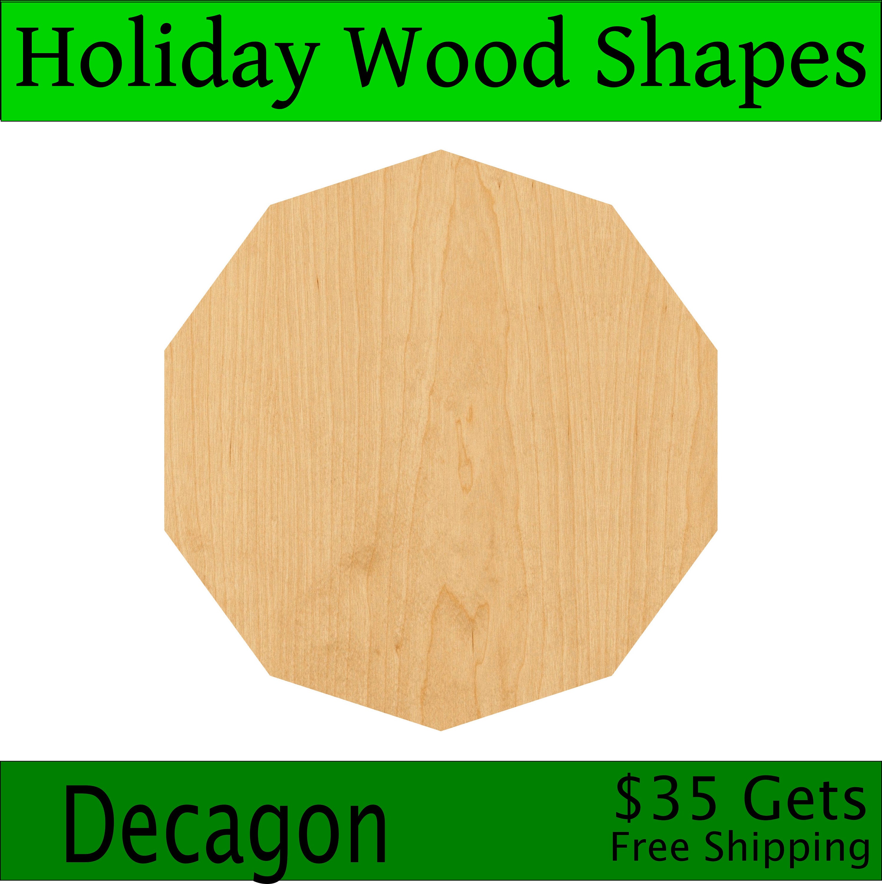 Laser Cut Decagon Wood Blank, Crafting Supplies, Wooden Cutout, DIY Project, Unfinished Wood ...